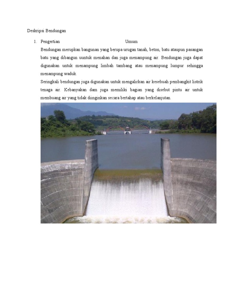 Pengertian, Fungsi, Jenis dan Contoh Bendungan di Indonesia | PDF
