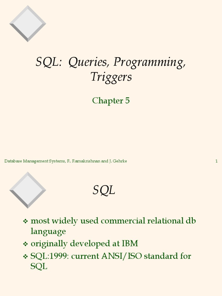 Sql Queries Programming Triggers Database Management Systems R Ramakrishnan And J Gehrke 