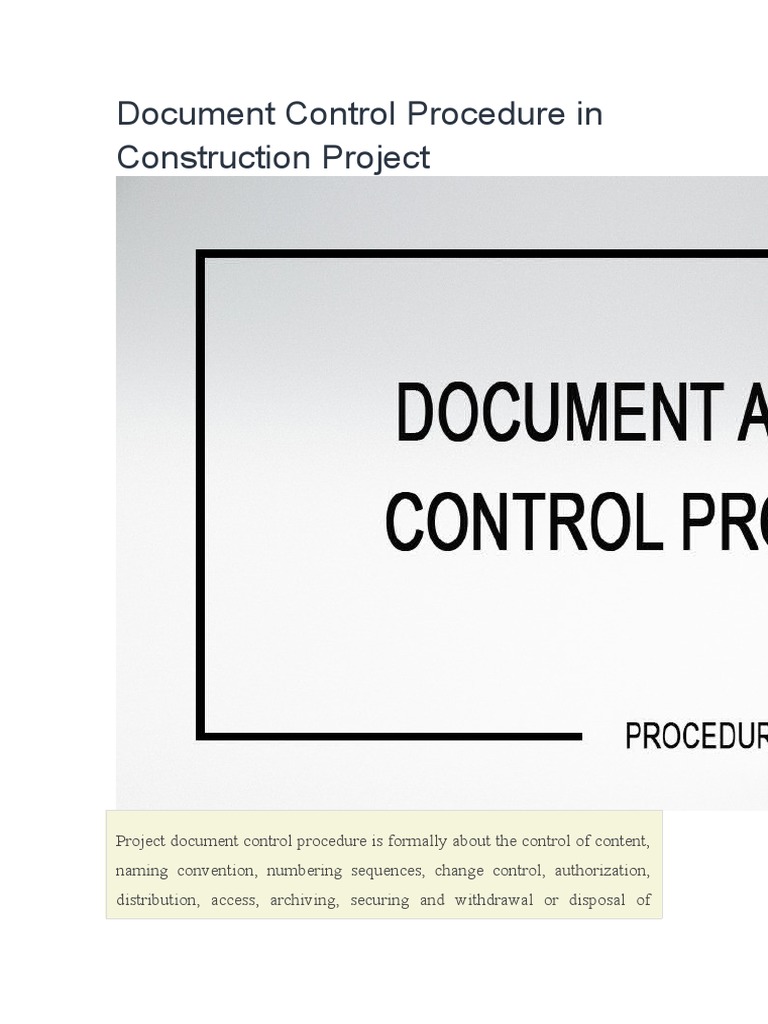 Document Control Procedure in Construction Project | Download Free PDF ...