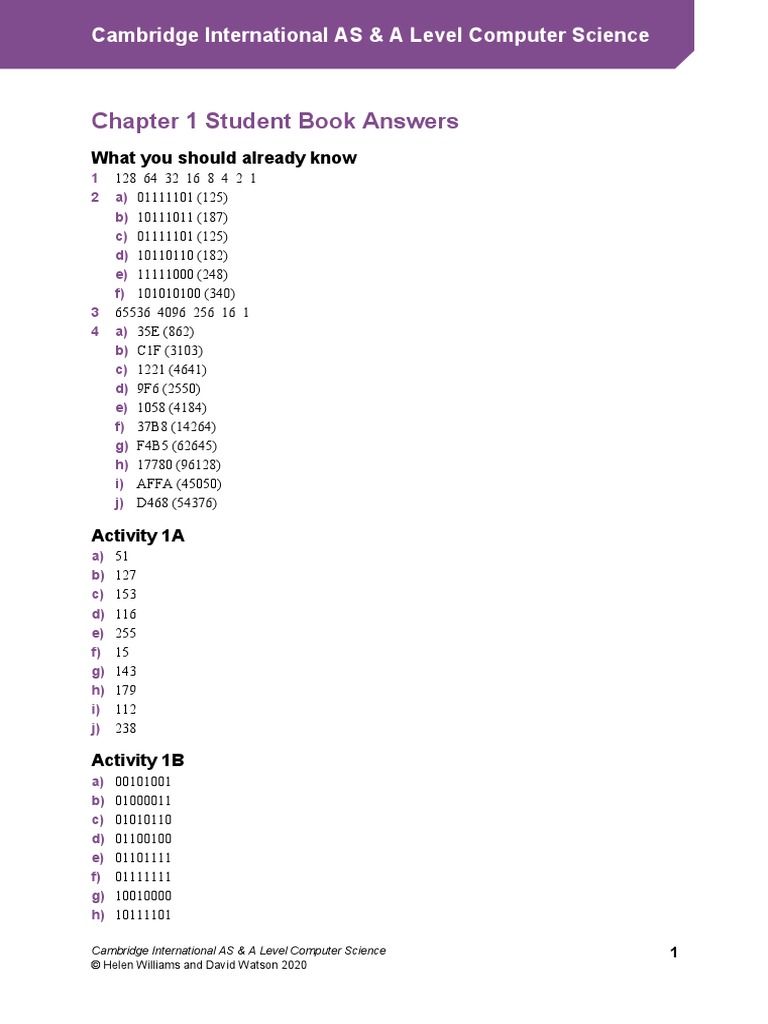 Chapter 1 SB Answers | PDF | Data Compression | String (Computer Science)