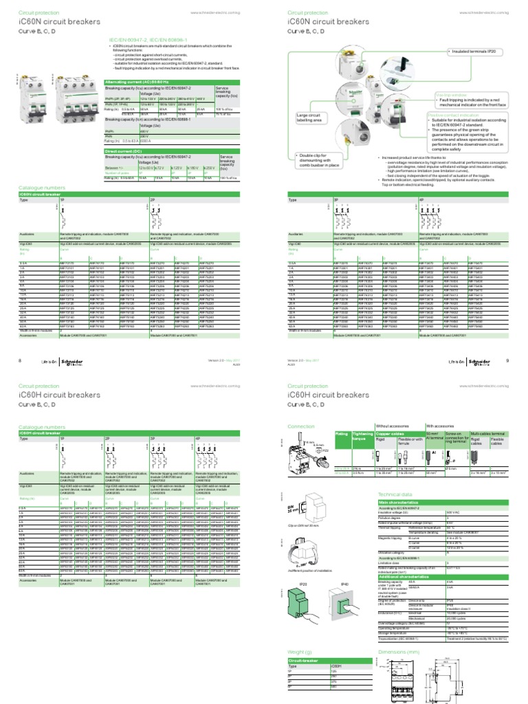 iC60N Circuit Breakers iC60N Circuit Breakers: Curve B, C, D Curve B, C ...