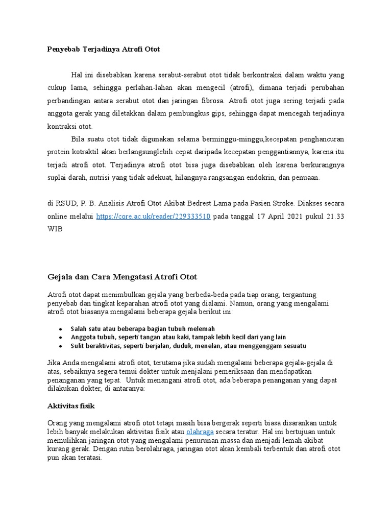 Penyebab Terjadinya Atrofi Otot | PDF | Pengembangan Diri | Kesehatan ...