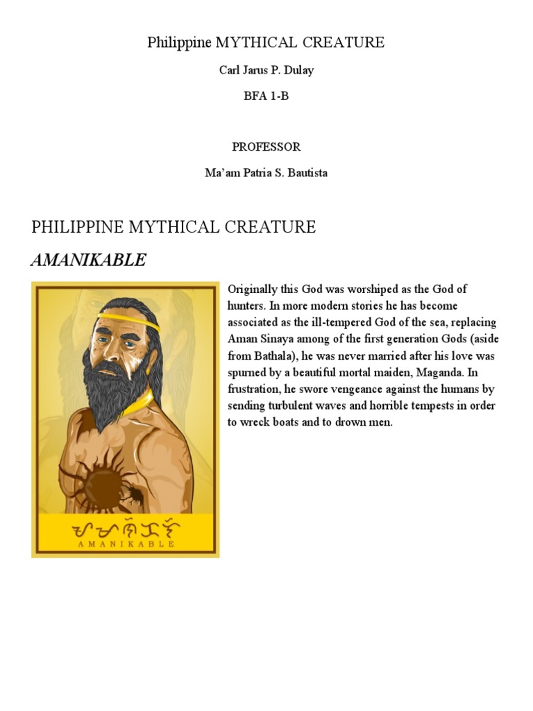 Philippine Mythical Creature: Amanikable | PDF | Paper | Sea