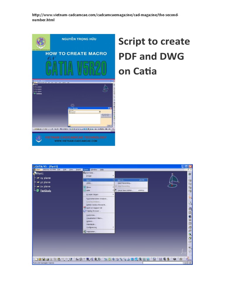CV 5 Script To Create PDF and DWG On Catia | PDF