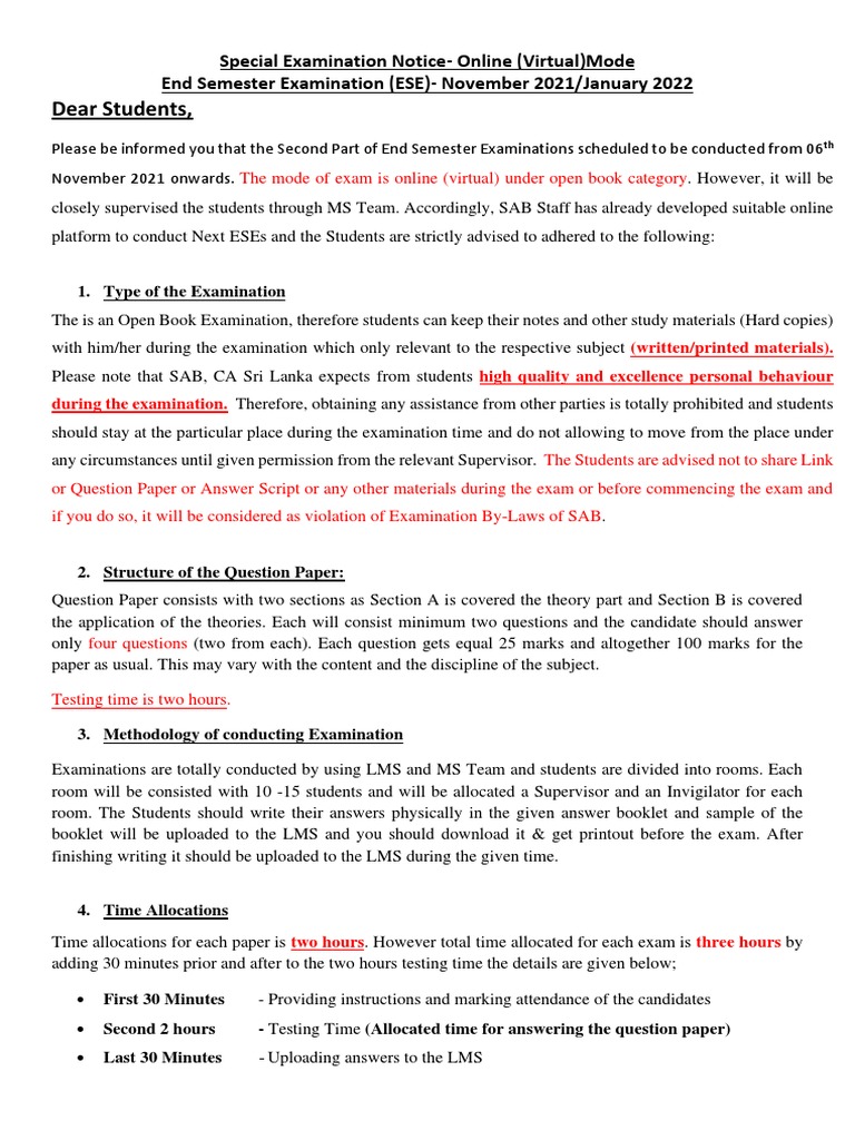 Online Exam Instructions - Students | PDF | Test (Assessment) | Software