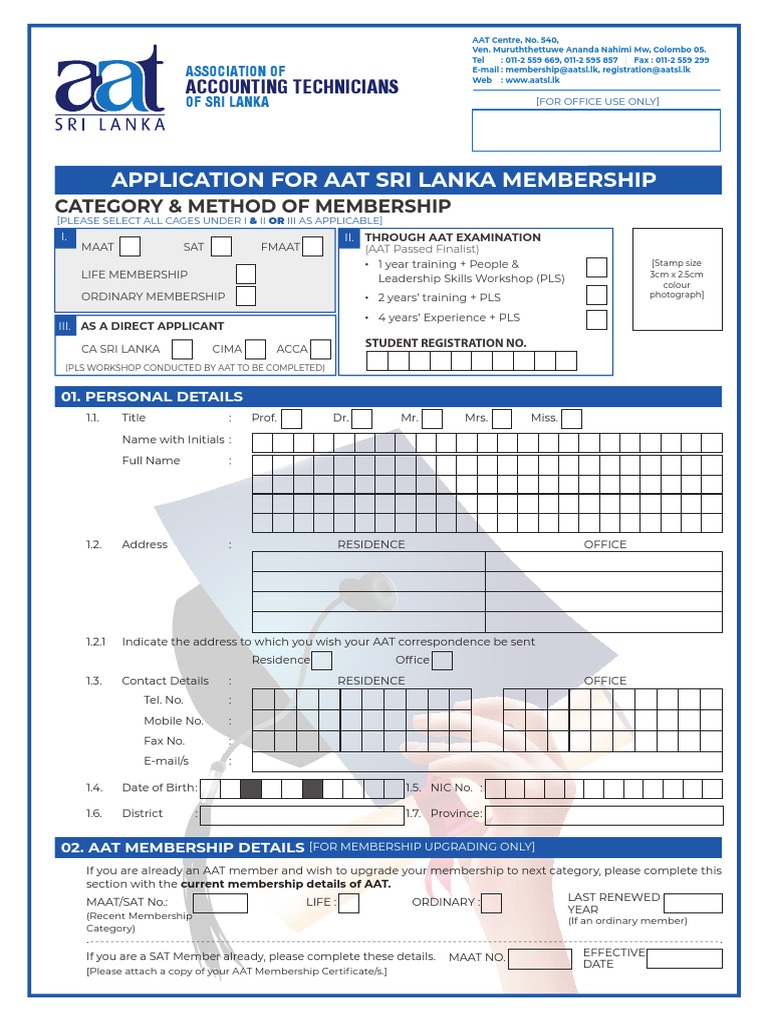 Application For Aat Sri Lanka Membership: Accounting Technicians | PDF ...