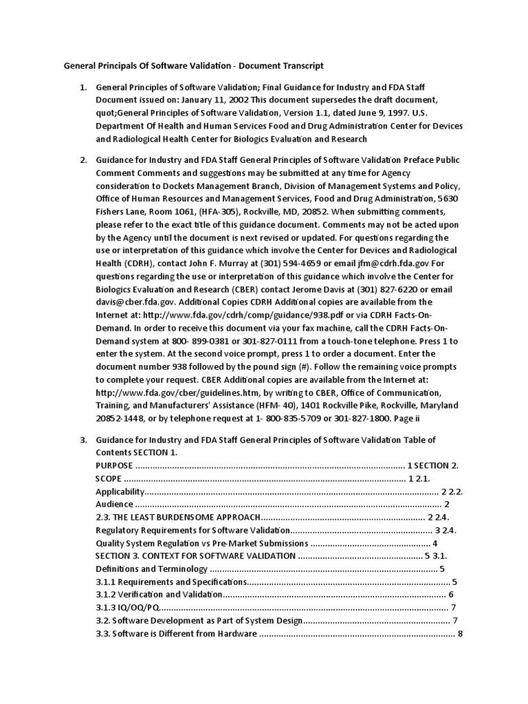 General Principals of Software Validation | PDF | Verification And ...