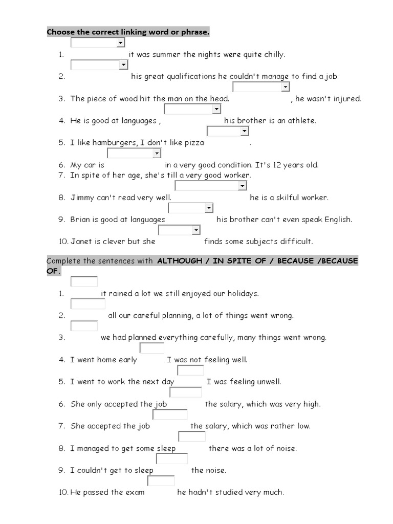 Linking Words Exercises | PDF