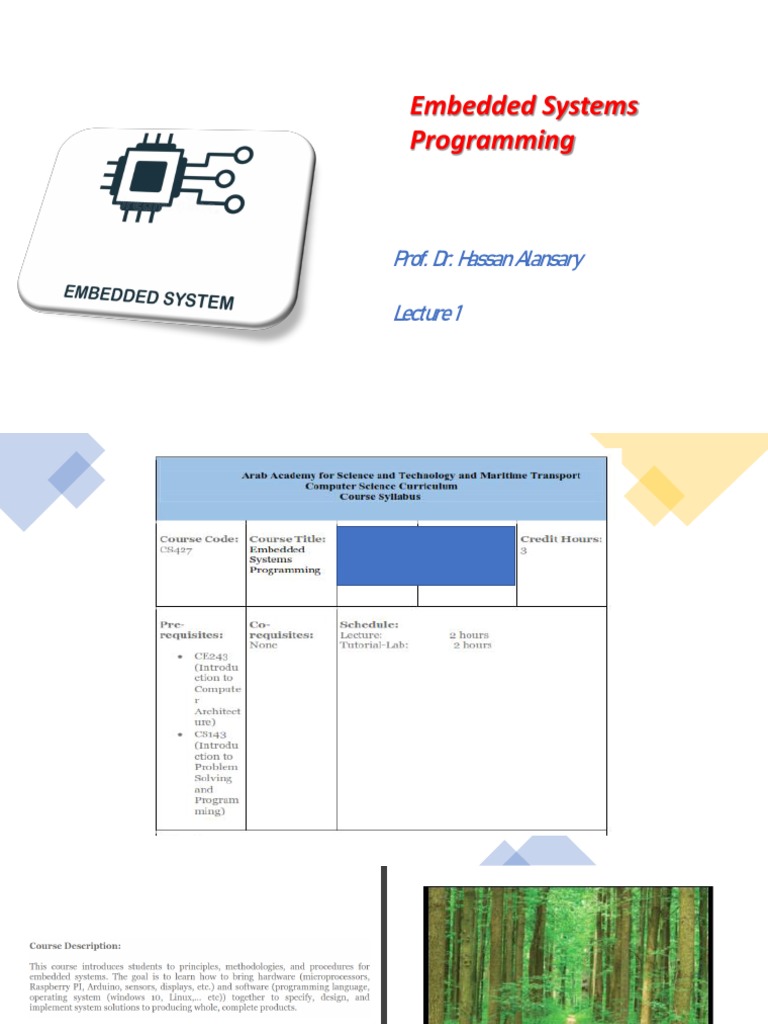Embedded Systems Programming: Prof. Dr. Hassan Alansary | PDF | Embedded System | Microcontroller