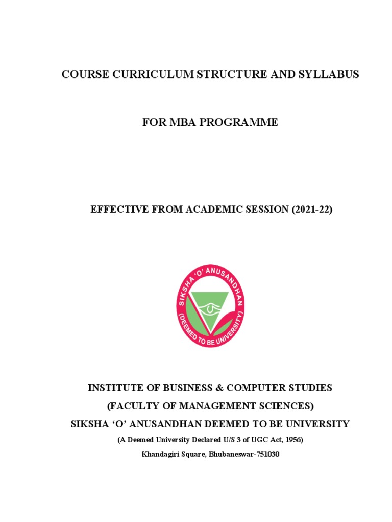 MBA Course Strucure and Syllabus 2021-22 | PDF | Strategic Management ...