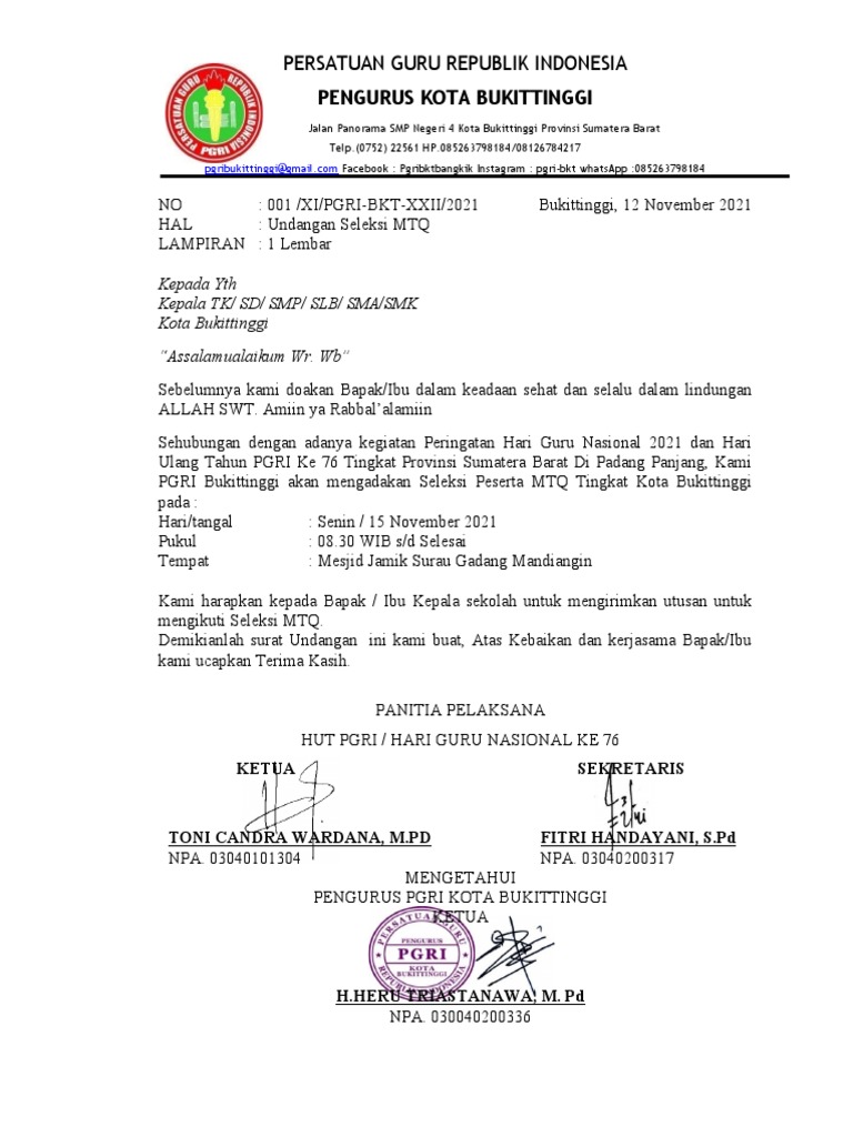 Surat Undangan MTQ | PDF