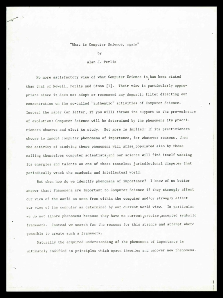 Alan J. Perlis: What Is CS, Again | PDF | Science | Teaching Mathematics