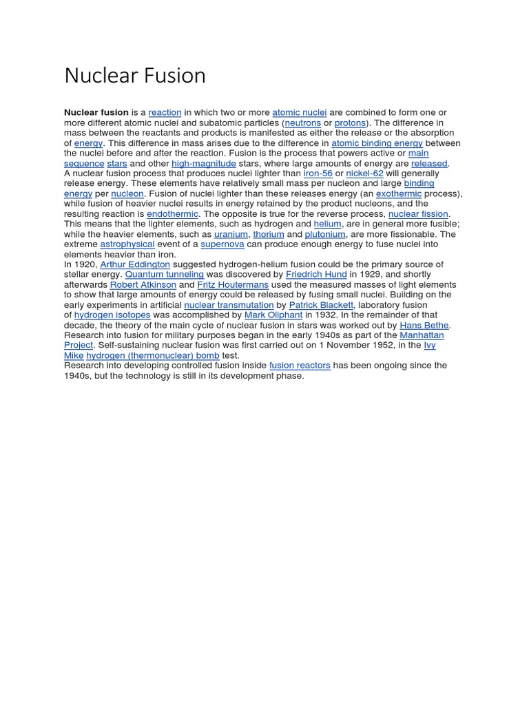 Nuclear Fusion | PDF