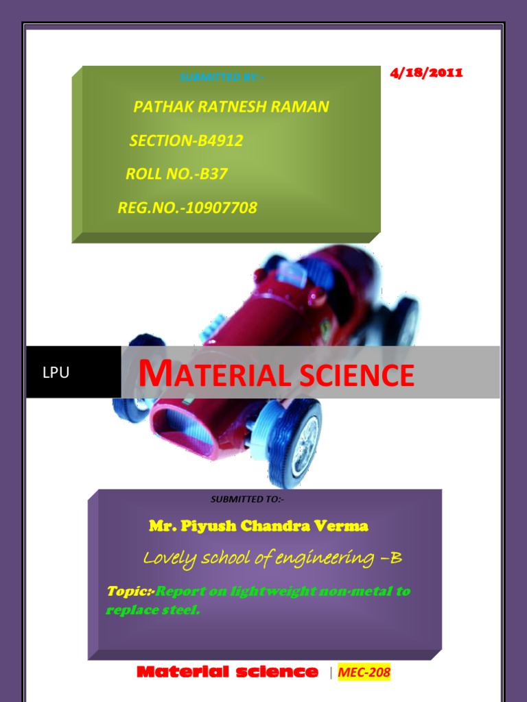Aterial Science: Pathak Ratnesh Raman SECTION-B4912 ROLL NO.-B37 REG ...