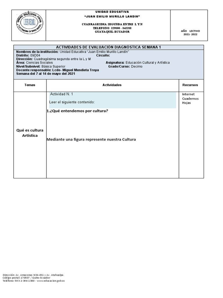 PRUEBA # 1 DE ECA 10mo | PDF | Comunicación