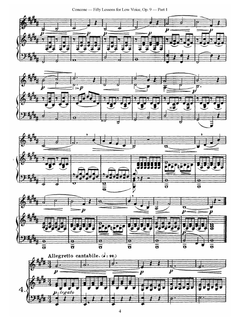 Concone Giuseppe-50Lessons Op.9 (Low Voice) | PDF