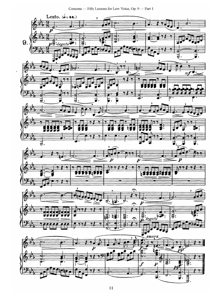 Concone Giuseppe-50Lessons Op.9 (Low Voice) | PDF
