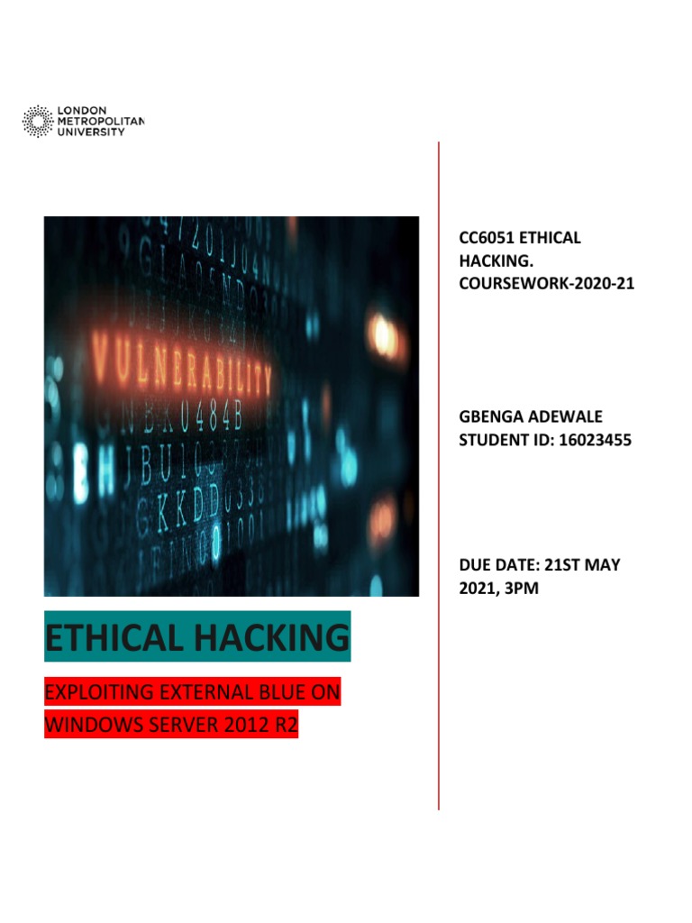 Gbenga Adewale 16023455 CC6051 Ethical Hacking | PDF | Vulnerability (Computing) | Cyberwarfare