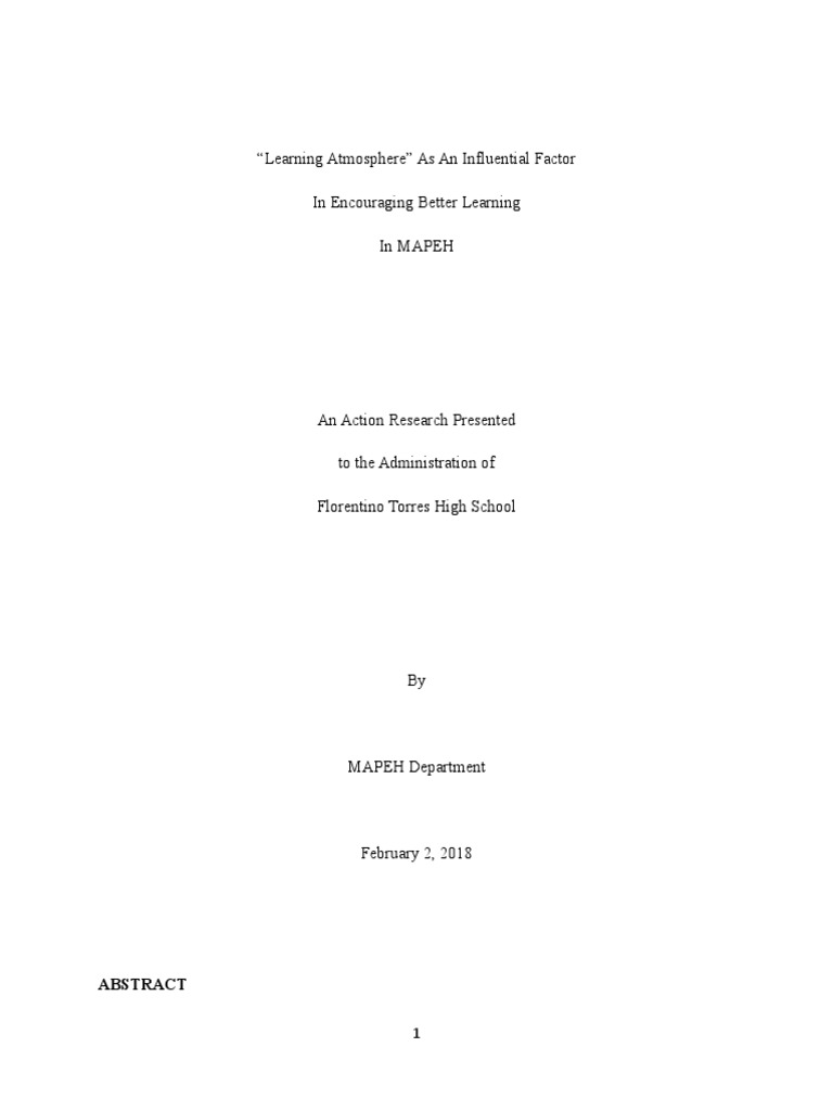 "Learning Atmosphere" As An Influential Factor in Encouraging Better ...