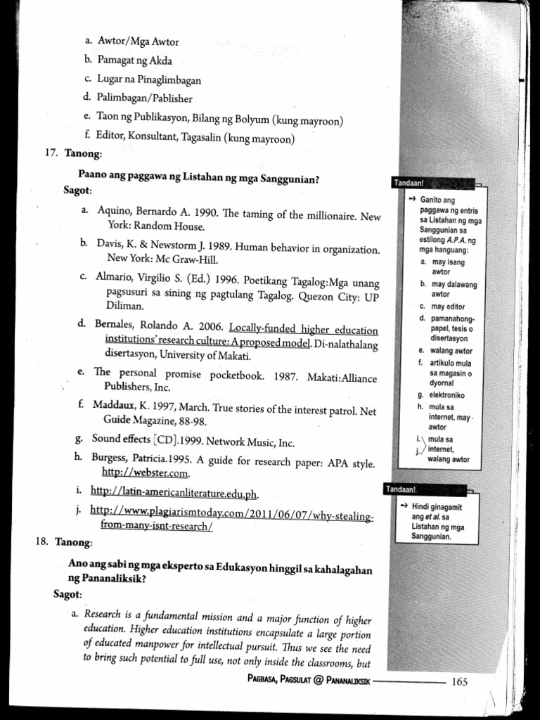 Listahan NG Mga Sanggunian | PDF