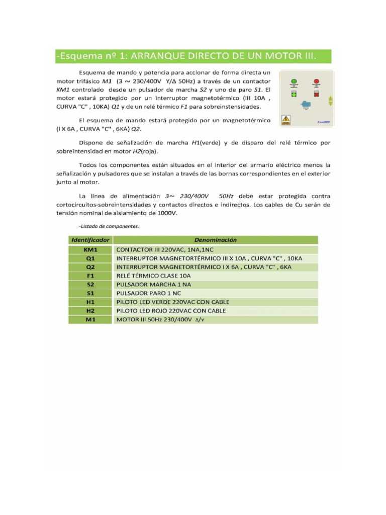 Esquema 1 Arranque Dirécto | PDF
