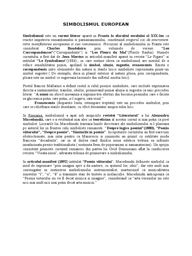 Simbolismul European | PDF