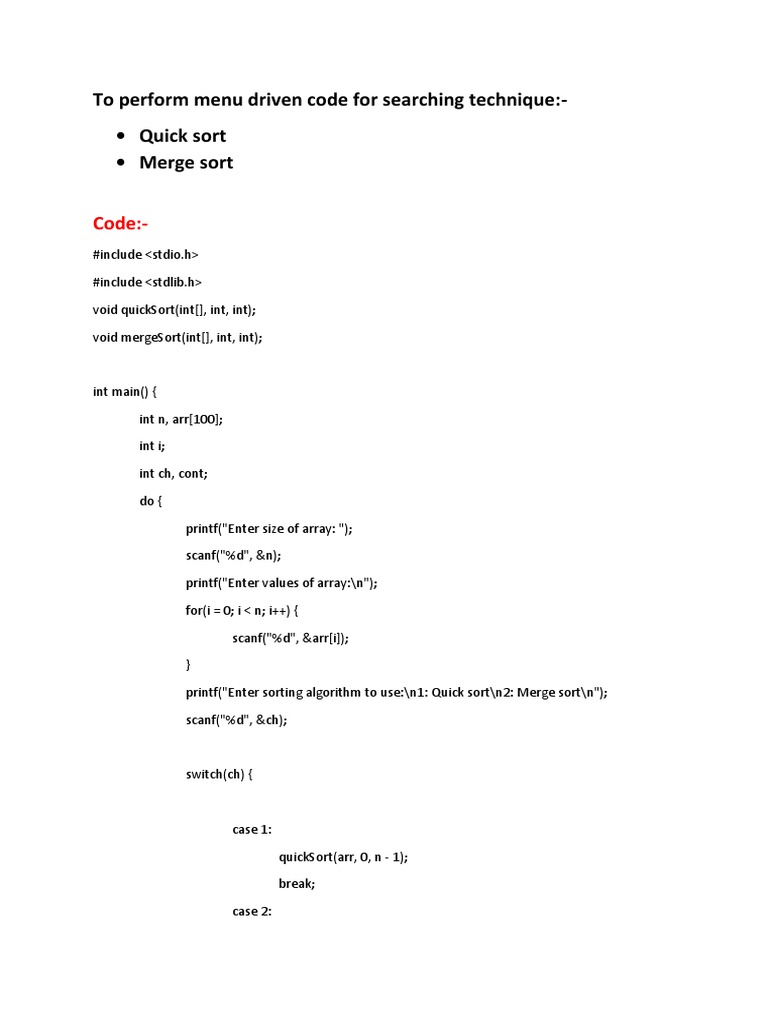 3.quick Sort Ansd Merge Sort | PDF | Mathematics | Combinatorics