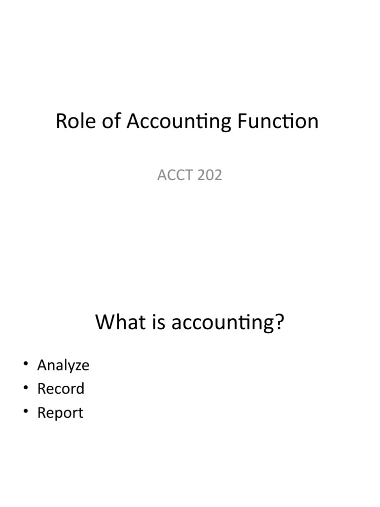 Role of Accounting Function | PDF