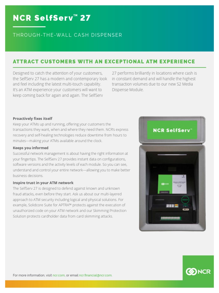 NCR SelfServ 27 Datasheet English US | PDF | Automated Teller Machine ...