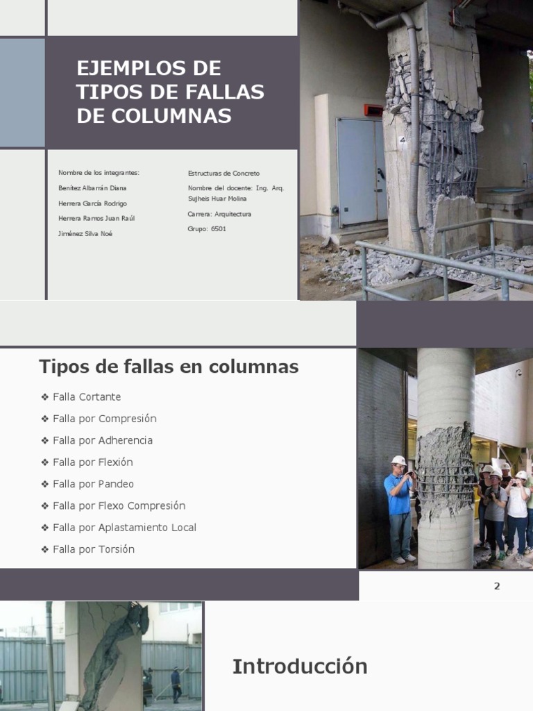 Ejemplos de Tipos de Fallas de Columnas | PDF | Pandeo | Hormigón