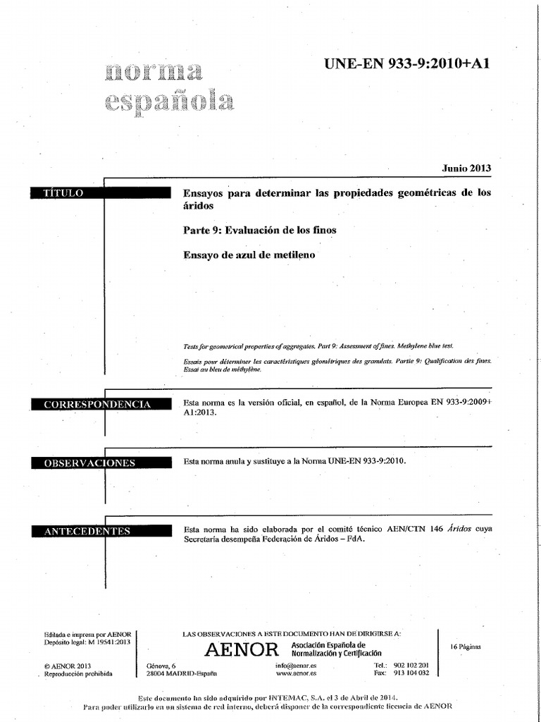 Une-En - 933-9 2010+a1 2013 - Azul de Metileno | PDF