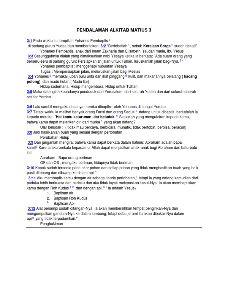 Pendalaman Matius 3: Yohanes Pembaptis | PDF | Ilmu Sosial | Sejarah