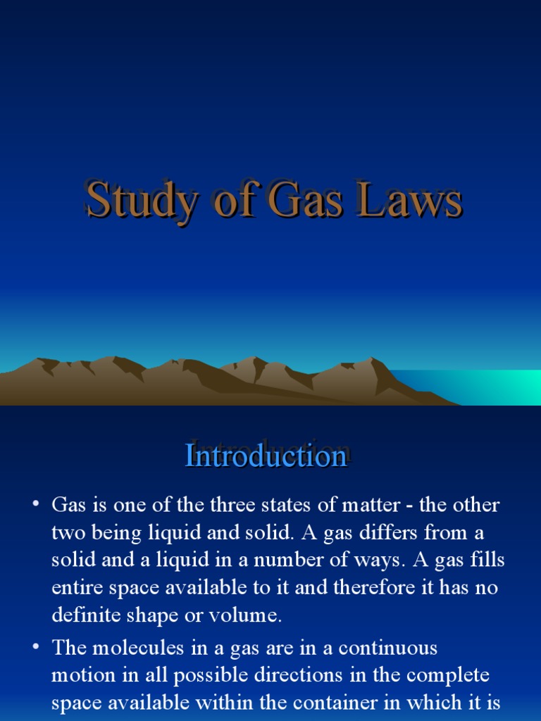 Study of Gas Laws | PDF | Gases | Pressure