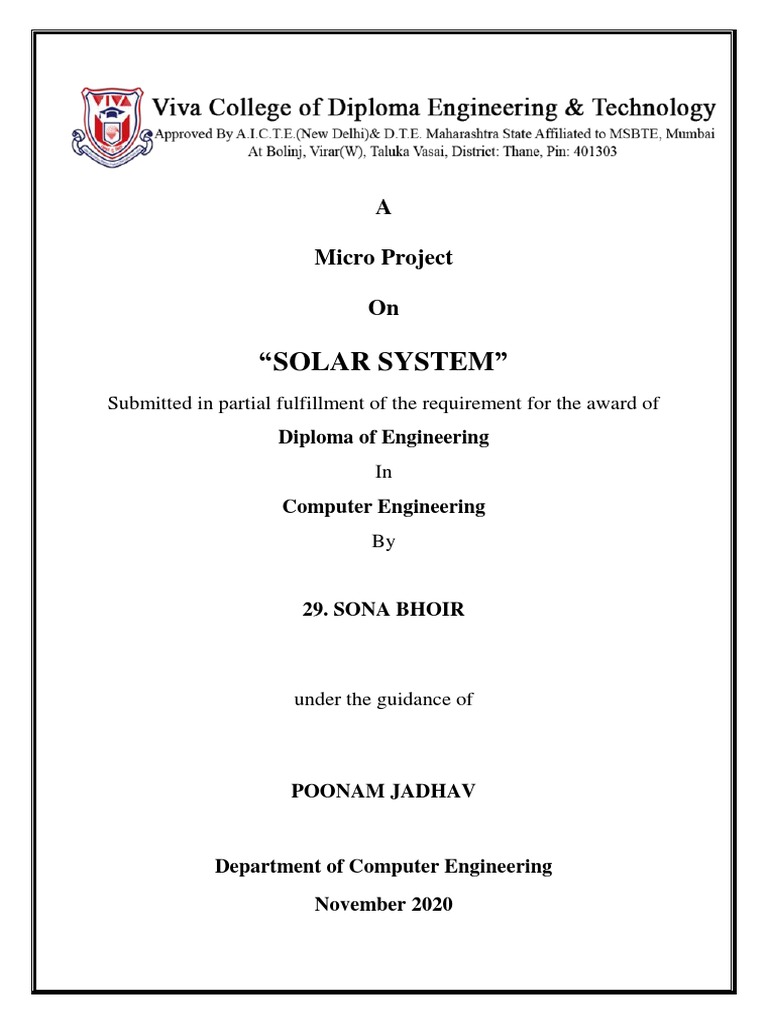 "Solar System": A Micro Project On | PDF