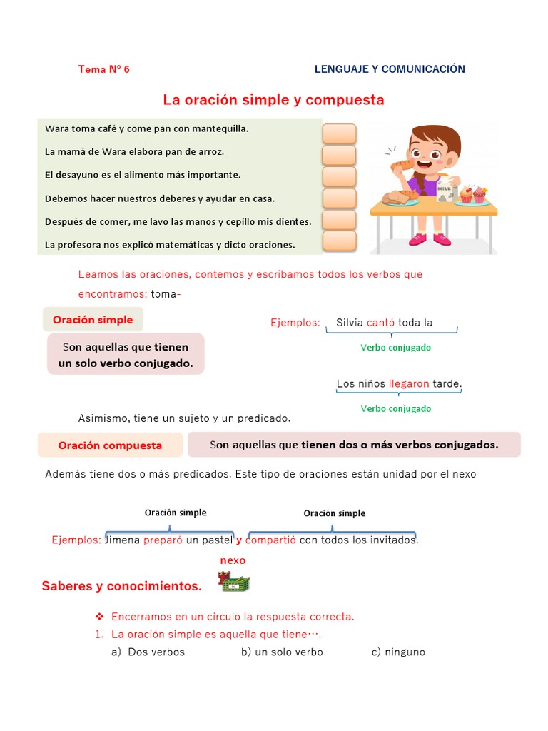 Tema - # - 6 LENGUAJE - Y - COMUNICACIÓN | PDF | Oración (Lingüística) | Verbo