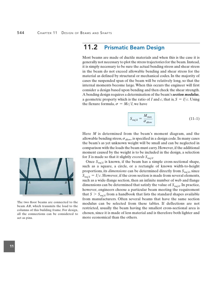 Prismatic Beam Design: C 11 D B S | PDF | Bending | Beam (Structure)