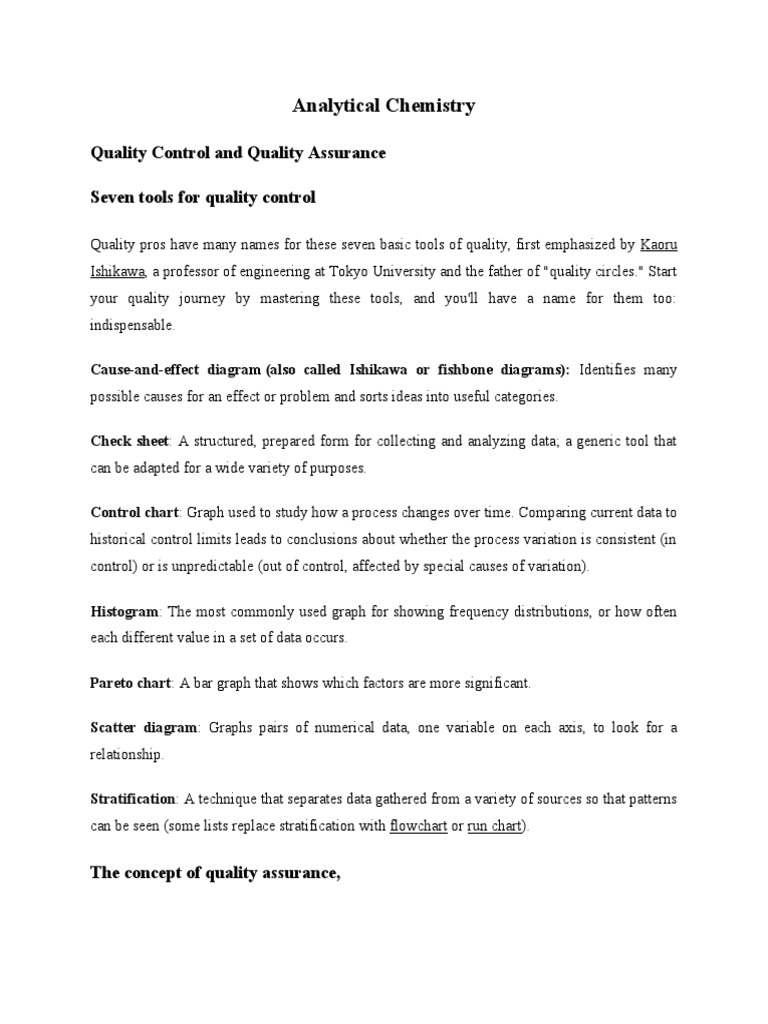 Quality Control and Quality Assurance | PDF | Verification And ...