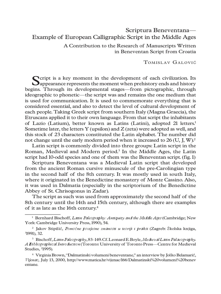 Scriptura Beneventana - Example of European Calligraphic Script in The ...