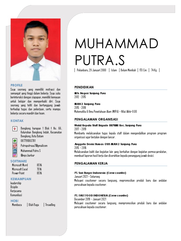 CV Muhammad Putra S | PDF | Karier & Perkembangan