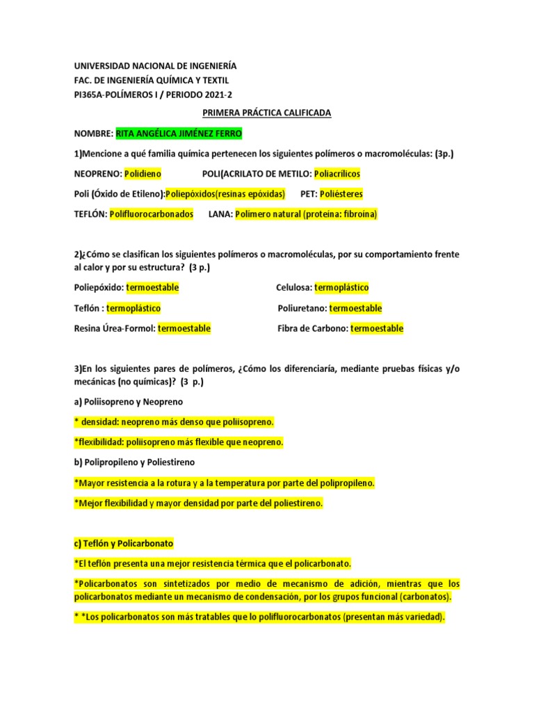 Pi365 - PC1 - 2021-2 | PDF | Polímeros | Polietileno