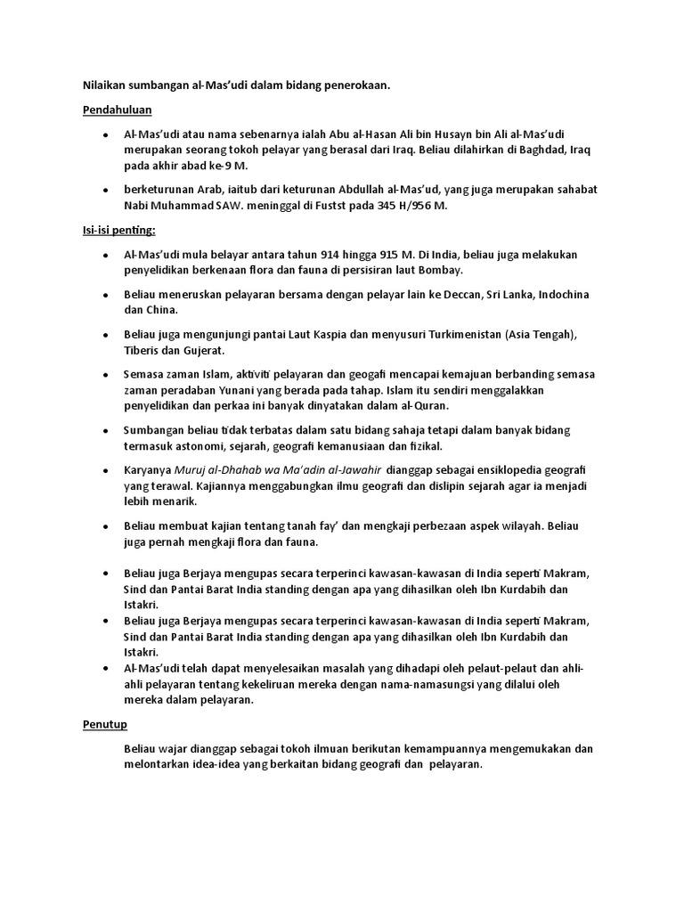 Sumbangan Al-Mas'udi | PDF