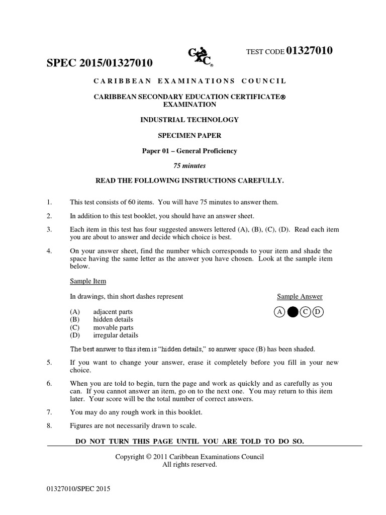 Specimen Paper 1 - 2015 | PDF | Personal Protective Equipment | Recycling