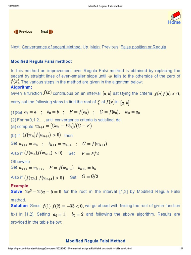 Modified Regular Falsi Method | PDF | Mathematics | Algorithms And Data ...