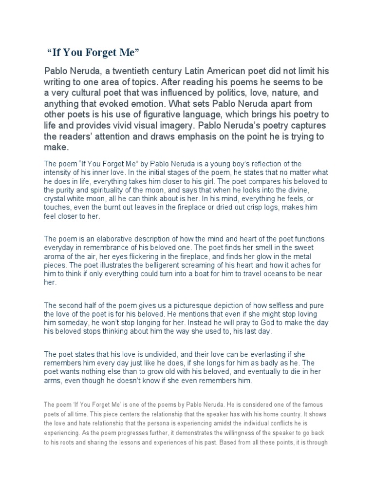 If You Forget Me | PDF | Love | Poetry