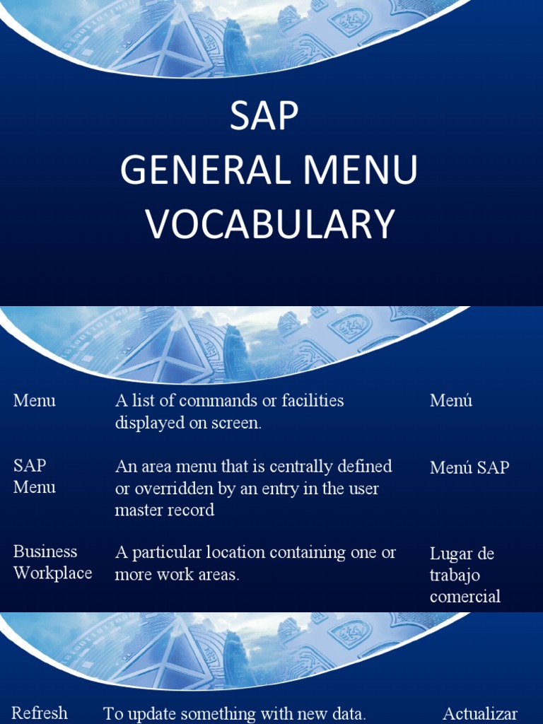 SAP Glossary and Menu Functions | PDF | Graphical User Interfaces ...