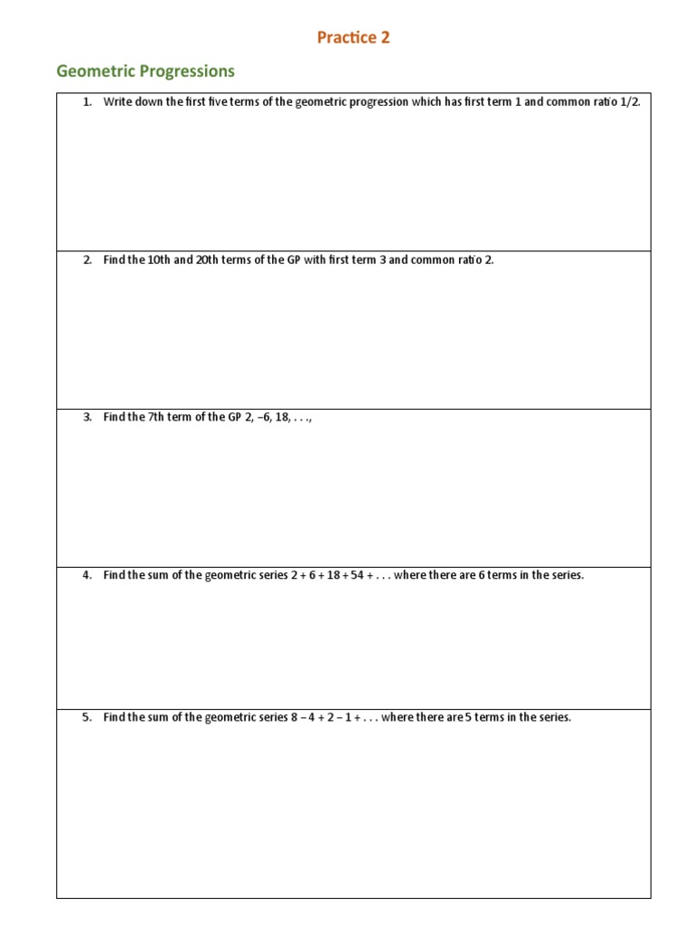 Geometric Progressions: Practice 2 | PDF | Mathematics