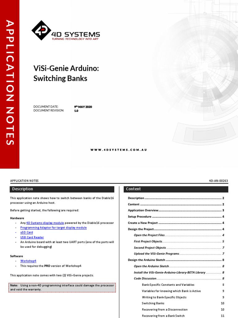 Visi-Genie Arduino: Switching Banks: Document Date: Document Revision | Download Free PDF ...