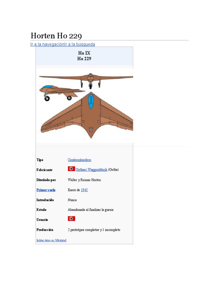 Horten Ho 229 | PDF | Aviación | Ingeniería Aeroespacial