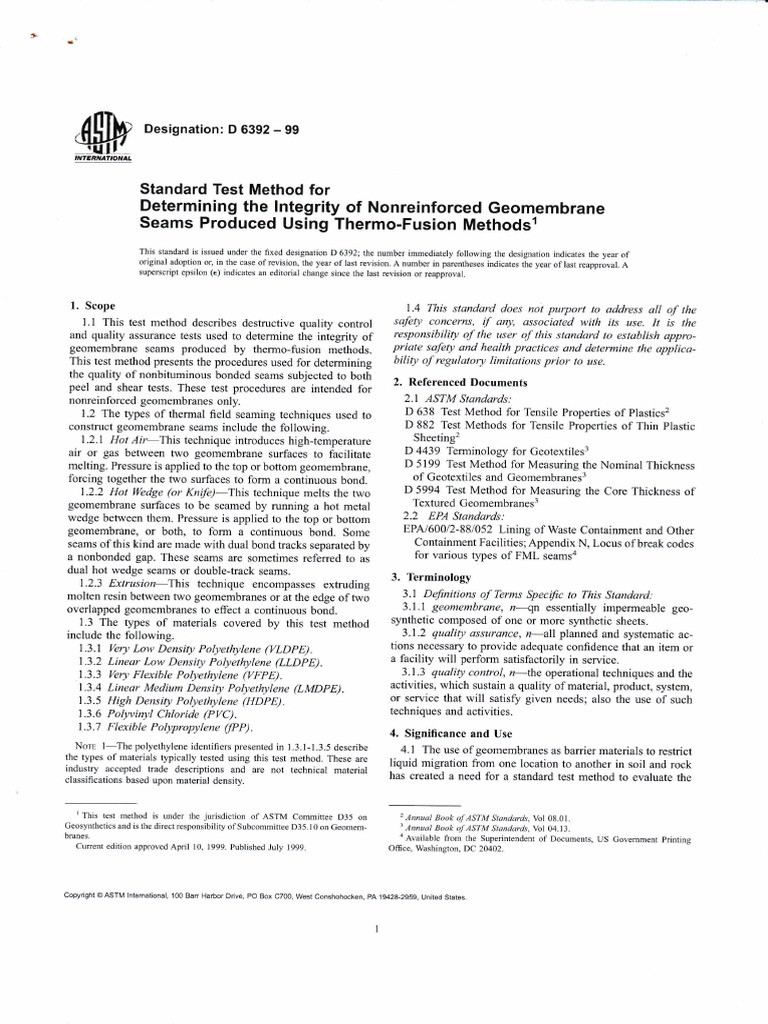 ASTM D 6392-99 Thermo-Fusion | PDF | Polyethylene | Fracture