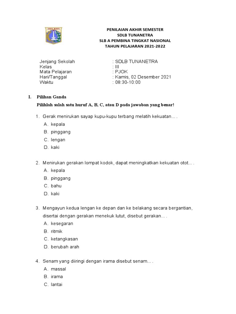 Soal PENILAIAN AKHIR SEMESTER SEMESTER I Kelas 3 | PDF